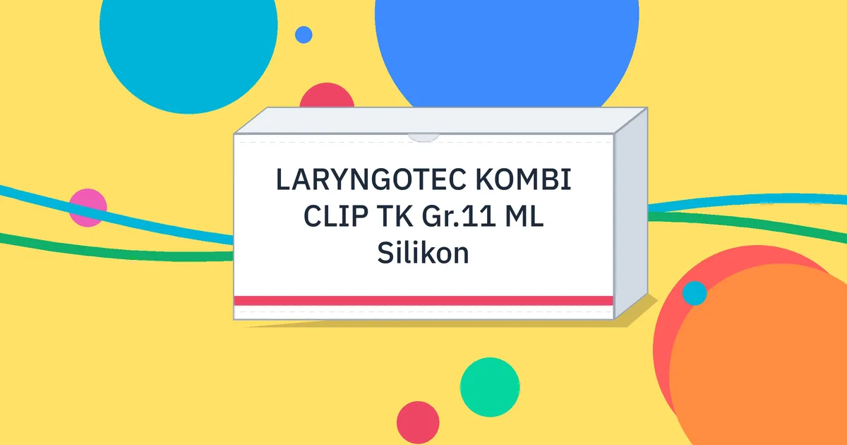 Symbolbild: Packung mit der Aufschrift LARYNGOTEC KOMBI CLIP TK Gr.11 ML Silikon (PZN 09538758) – Verfügbarkeit und Bezug in Apotheken in Frankfurt am Main