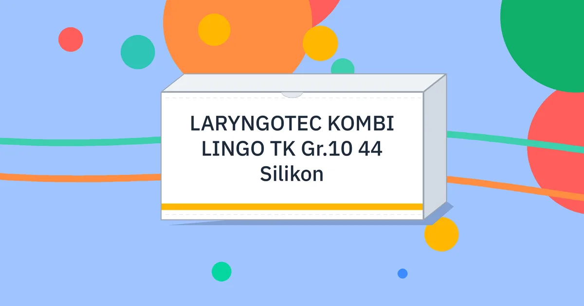 Symbolbild: Packung mit der Aufschrift LARYNGOTEC KOMBI LINGO TK Gr.10 44 Silikon (PZN 19186013) – Verfügbarkeit und Bezug in Apotheken in Frankfurt am Main