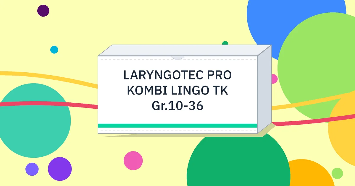 Symbolbild: Packung mit der Aufschrift LARYNGOTEC PRO KOMBI LINGO TK Gr.10-36 (PZN 16740880) – Verfügbarkeit und Bezug in Apotheken in Frankfurt am Main