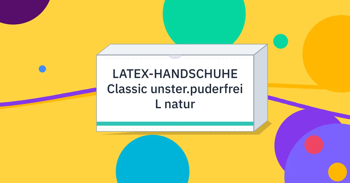 Symbolbild: Packung mit der Aufschrift LATEX-HANDSCHUHE Classic unster.puderfrei L natur (PZN 10414441) – Verfügbarkeit und Bezug in Apotheken in Frankfurt am Main