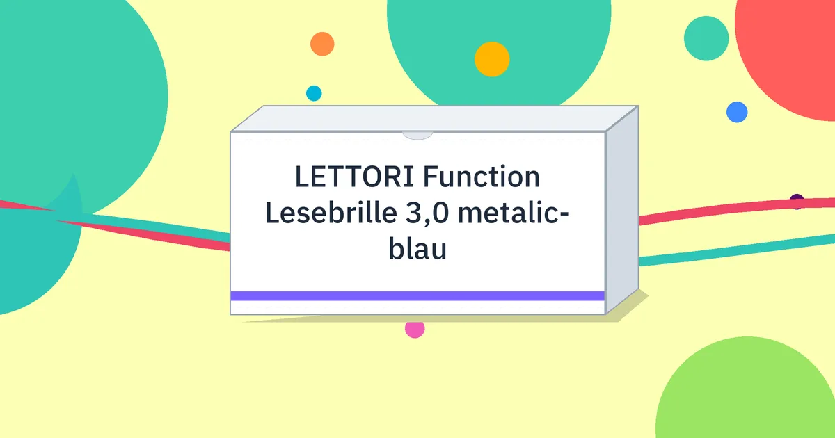 Symbolbild: Packung mit der Aufschrift LETTORI Function Lesebrille 3,0 metalic-blau (PZN 11118319) – Verfügbarkeit und Bezug in Apotheken in Frankfurt am Main