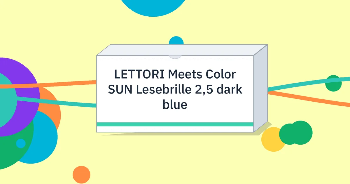Symbolbild: Packung mit der Aufschrift LETTORI Meets Color SUN Lesebrille 2,5 dark blue (PZN 11162912) – Verfügbarkeit und Bezug in Apotheken in Frankfurt am Main