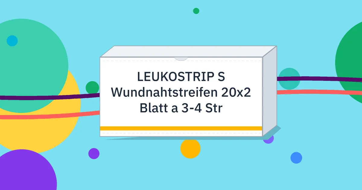 Symbolbild: Packung mit der Aufschrift LEUKOSTRIP S Wundnahtstreifen 20x2 Blatt a 3-4 Str (PZN 17670041) – Verfügbarkeit und Bezug in Apotheken in Frankfurt am Main