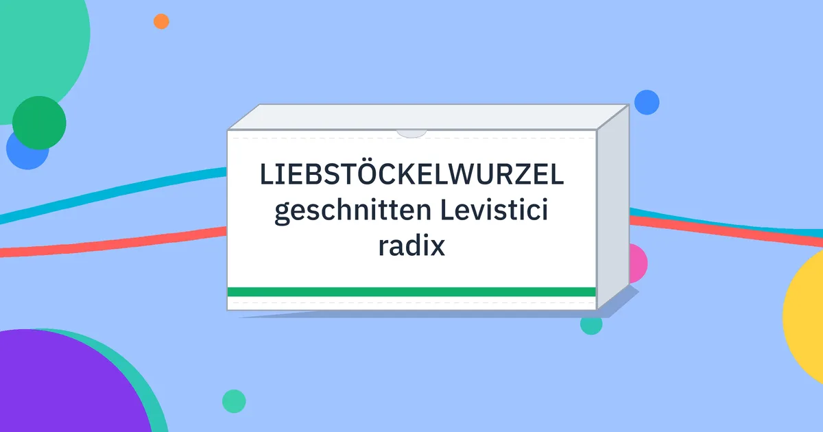 Symbolbild: Packung mit der Aufschrift LIEBSTÖCKELWURZEL geschnitten Levistici radix (PZN 20953831) – Verfügbarkeit und Bezug in Apotheken in Frankfurt am Main