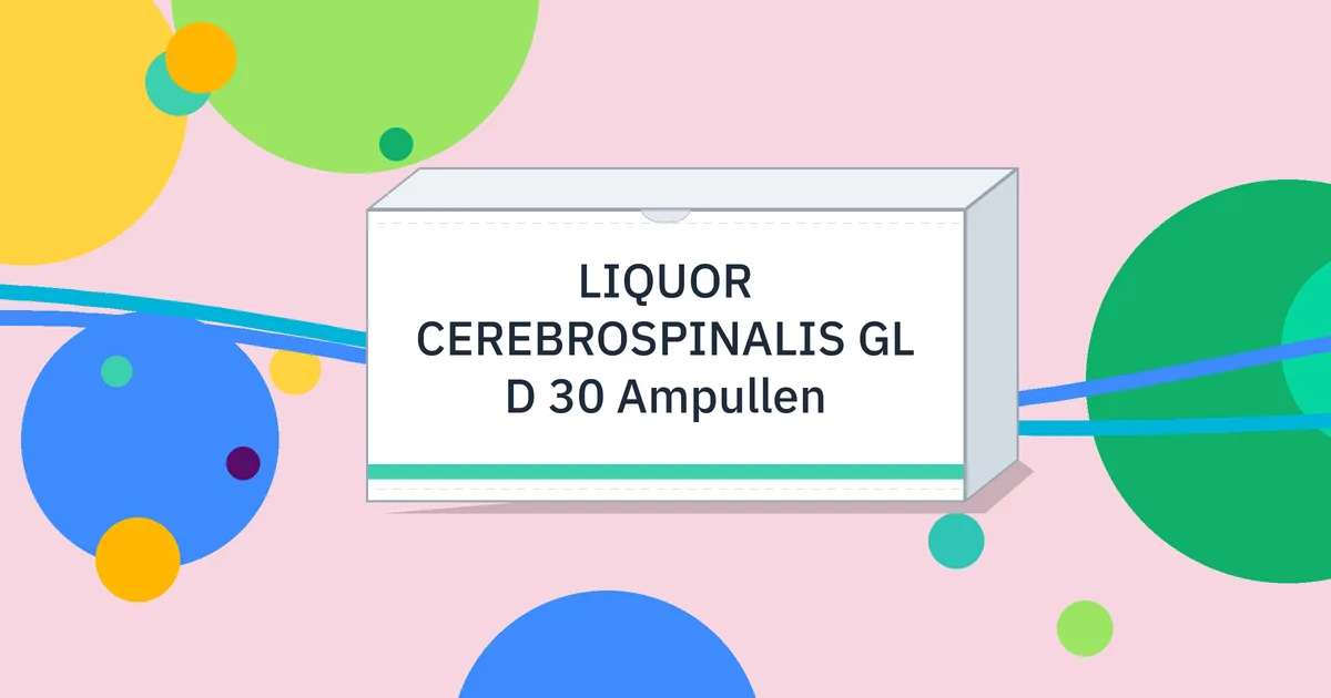 Symbolbild: Packung mit der Aufschrift LIQUOR CEREBROSPINALIS GL D 30 Ampullen (PZN 02882599) – Verfügbarkeit und Bezug in Apotheken in Frankfurt am Main
