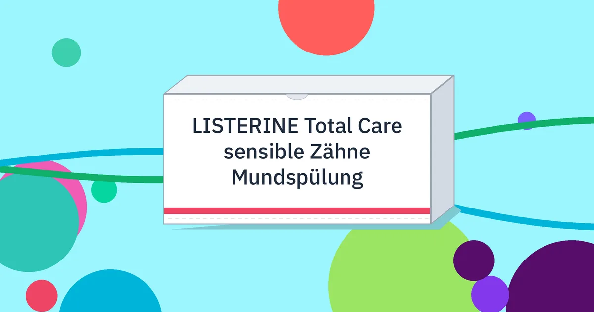 Symbolbild: Packung mit der Aufschrift LISTERINE Total Care sensible Zähne Mundspülung (PZN 17395882) – Verfügbarkeit und Bezug in Apotheken in Frankfurt am Main