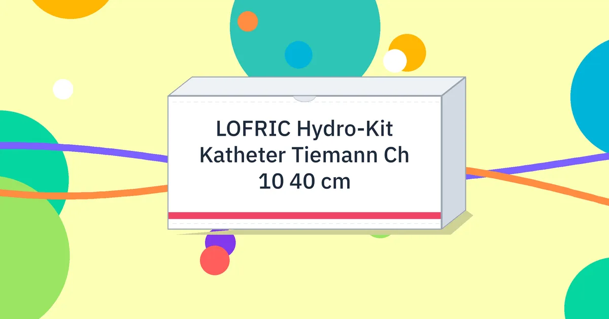 Symbolbild: Packung mit der Aufschrift LOFRIC Hydro-Kit Katheter Tiemann Ch 10 40 cm (PZN 17153794) – Verfügbarkeit und Bezug in Apotheken in Frankfurt am Main
