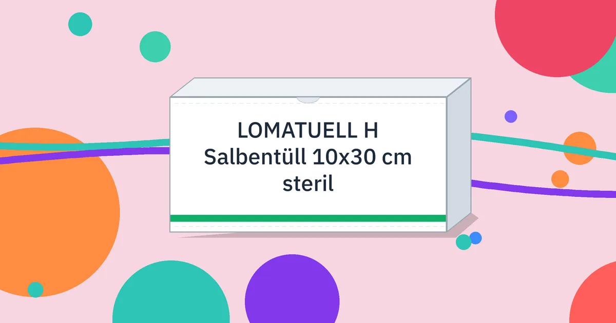 Symbolbild: Packung mit der Aufschrift LOMATUELL H Salbentüll 10x30 cm steril (PZN 17832176) – Verfügbarkeit und Bezug in Apotheken in Frankfurt am Main