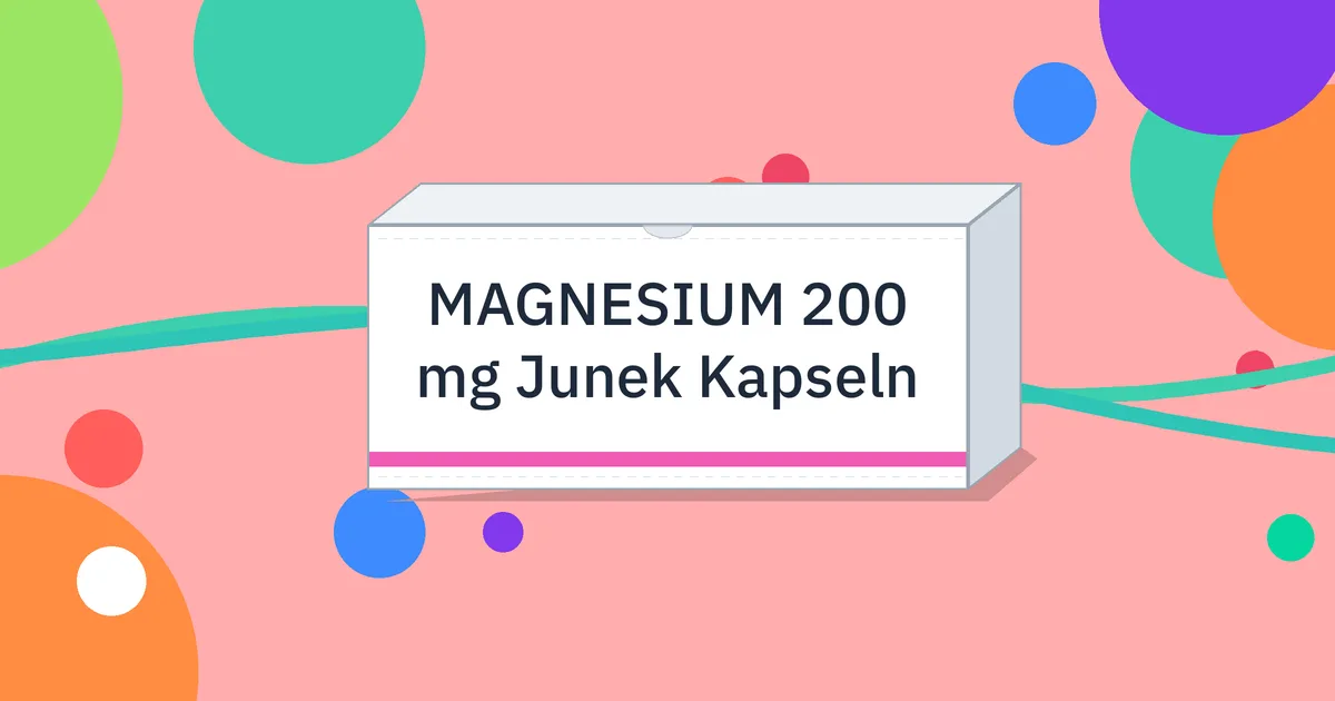 Symbolbild: Packung mit der Aufschrift MAGNESIUM 200 mg Junek Kapseln (PZN 11146847) – Verfügbarkeit und Bezug in Apotheken in Frankfurt am Main
