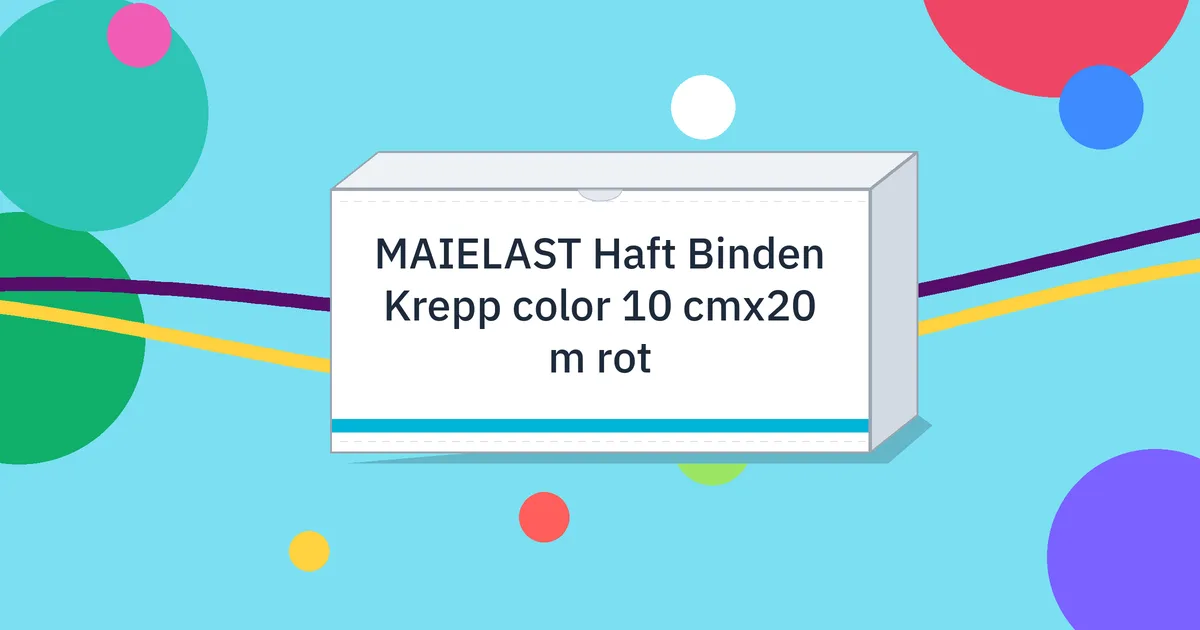 Symbolbild: Packung mit der Aufschrift MAIELAST Haft Binden Krepp color 10 cmx20 m rot (PZN 02502361) – Verfügbarkeit und Bezug in Apotheken in Frankfurt am Main