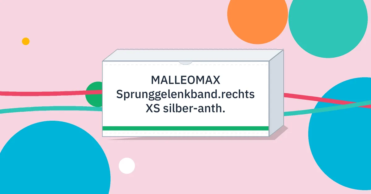 Symbolbild: Packung mit der Aufschrift MALLEOMAX Sprunggelenkband.rechts XS silber-anth. (PZN 11097876) – Verfügbarkeit und Bezug in Apotheken in Frankfurt am Main