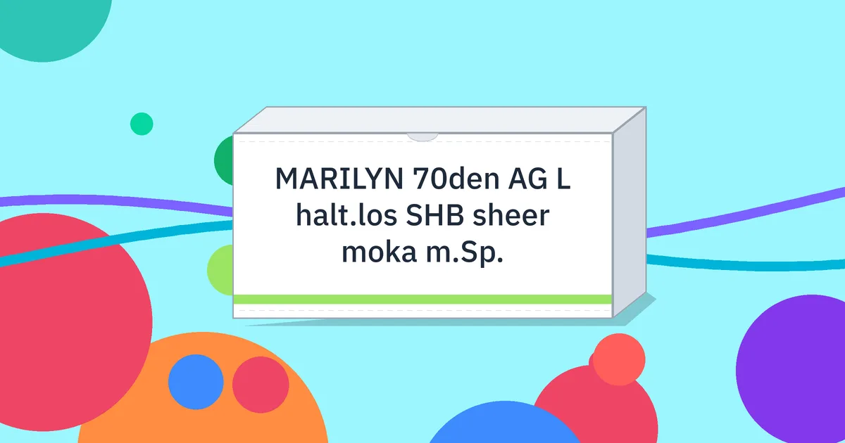 Symbolbild: Packung mit der Aufschrift MARILYN 70den AG L halt.los SHB sheer moka m.Sp. (PZN 16187383) – Verfügbarkeit und Bezug in Apotheken in Frankfurt am Main