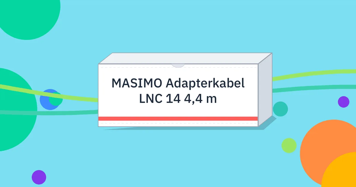 Symbolbild: Packung mit der Aufschrift MASIMO Adapterkabel LNC 14 4,4 m (PZN 04776602) – Verfügbarkeit und Bezug in Apotheken in Frankfurt am Main