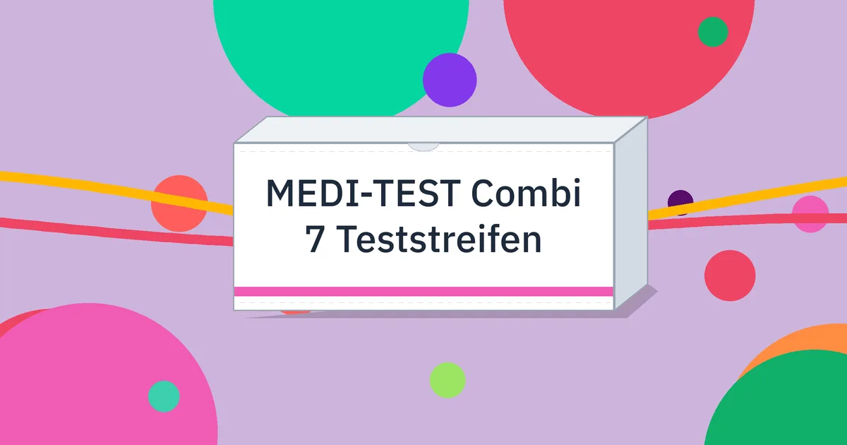 Symbolbild: Packung mit der Aufschrift MEDI-TEST Combi 7 Teststreifen (PZN 06181586) – Verfügbarkeit und Bezug in Apotheken in Frankfurt am Main