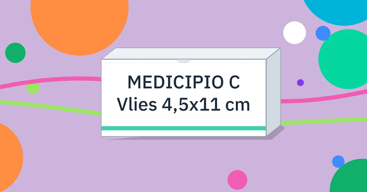 Symbolbild: Packung mit der Aufschrift MEDICIPIO C Vlies 4,5x11 cm (PZN 05731197) – Verfügbarkeit und Bezug in Apotheken in Frankfurt am Main