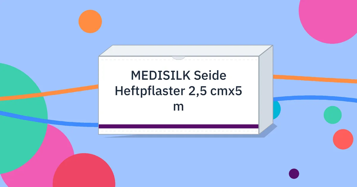 Symbolbild: Packung mit der Aufschrift MEDISILK Seide Heftpflaster 2,5 cmx5 m (PZN 00971873) – Verfügbarkeit und Bezug in Apotheken in Frankfurt am Main