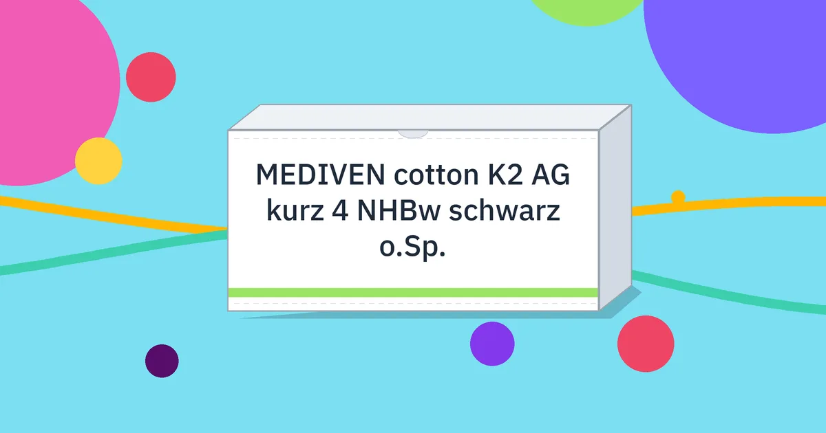 Symbolbild: Packung mit der Aufschrift MEDIVEN cotton K2 AG kurz 4 NHBw schwarz o.Sp. (PZN 18482985) – Verfügbarkeit und Bezug in Apotheken in Frankfurt am Main
