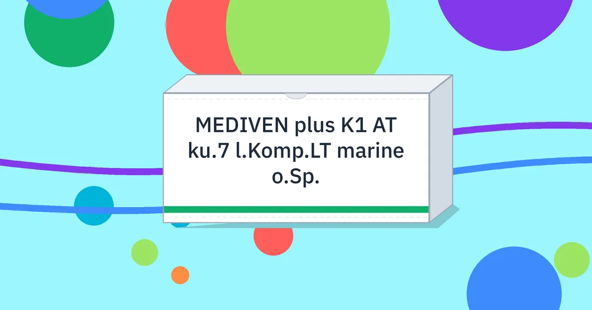 Symbolbild: Packung mit der Aufschrift MEDIVEN plus K1 AT ku.7 l.Komp.LT marine o.Sp. (PZN 15028607) – Verfügbarkeit und Bezug in Apotheken in Frankfurt am Main