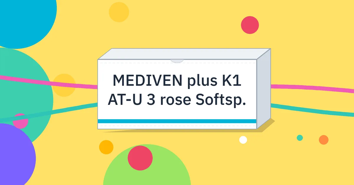 Symbolbild: Packung mit der Aufschrift MEDIVEN plus K1 AT-U 3 rose Softsp. (PZN 15030685) – Verfügbarkeit und Bezug in Apotheken in Frankfurt am Main