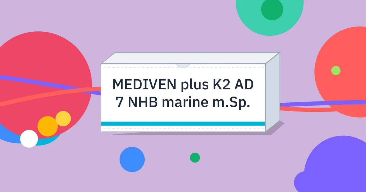 Symbolbild: Packung mit der Aufschrift MEDIVEN plus K2 AD 7 NHB marine m.Sp. (PZN 15937540) – Verfügbarkeit und Bezug in Apotheken in Frankfurt am Main