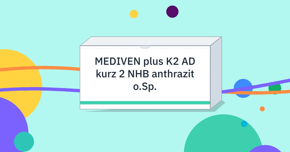 Symbolbild: Packung mit der Aufschrift MEDIVEN plus K2 AD kurz 2 NHB anthrazit o.Sp. (PZN 15924655) – Verfügbarkeit und Bezug in Apotheken in Frankfurt am Main