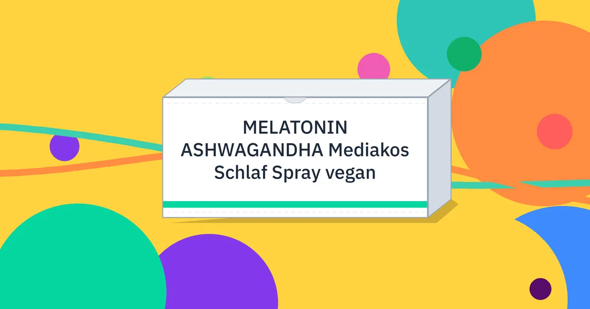 Symbolbild: Packung mit der Aufschrift MELATONIN ASHWAGANDHA Mediakos Schlaf Spray vegan (PZN 18243677) – Verfügbarkeit und Bezug in Apotheken in Frankfurt am Main