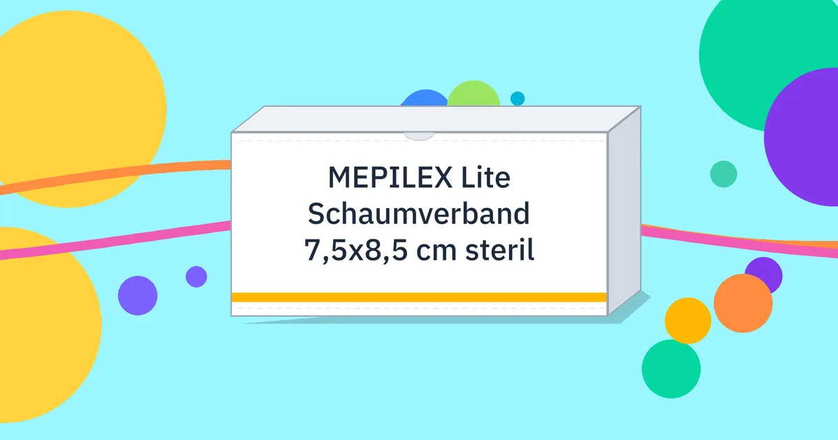 Symbolbild: Packung mit der Aufschrift MEPILEX Lite Schaumverband 7,5x8,5 cm steril (PZN 19280686) – Verfügbarkeit und Bezug in Apotheken in Frankfurt am Main