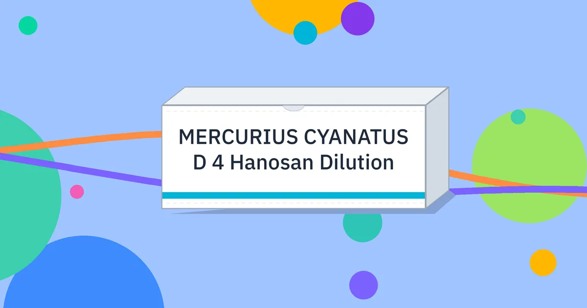 Symbolbild: Packung mit der Aufschrift MERCURIUS CYANATUS D 4 Hanosan Dilution (PZN 07431772) – Verfügbarkeit und Bezug in Apotheken in Frankfurt am Main
