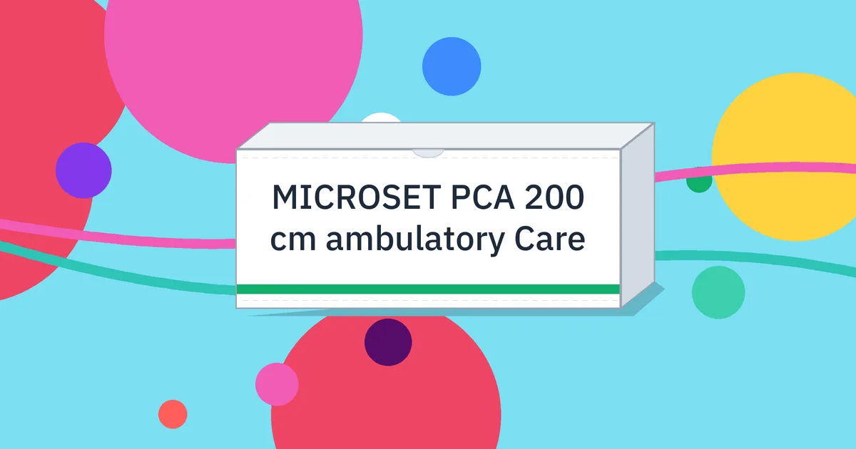 Symbolbild: Packung mit der Aufschrift MICROSET PCA 200 cm ambulatory Care (PZN 16584285) – Verfügbarkeit und Bezug in Apotheken in Frankfurt am Main