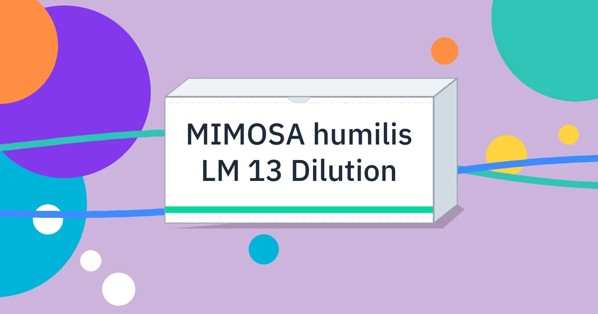 Symbolbild: Packung mit der Aufschrift MIMOSA humilis LM 13 Dilution (PZN 13608418) – Verfügbarkeit und Bezug in Apotheken in Frankfurt am Main