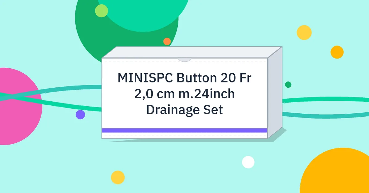 Symbolbild: Packung mit der Aufschrift MINISPC Button 20 Fr 2,0 cm m.24inch Drainage Set (PZN 20822313) – Verfügbarkeit und Bezug in Apotheken in Frankfurt am Main