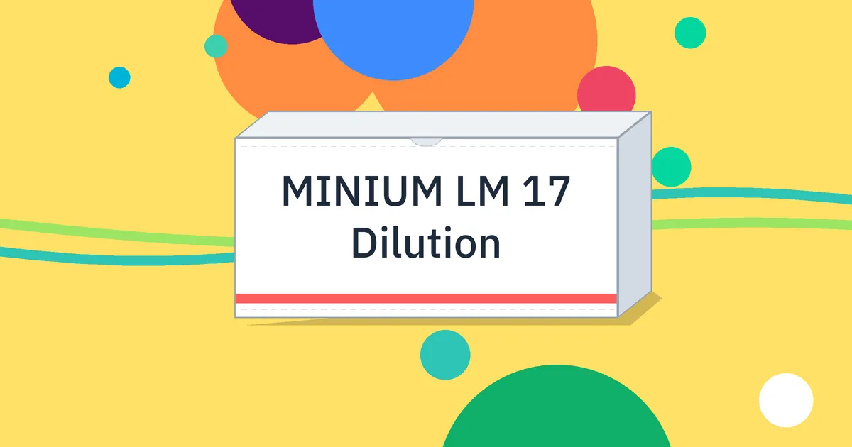 Symbolbild: Packung mit der Aufschrift MINIUM LM 17 Dilution (PZN 13608915) – Verfügbarkeit und Bezug in Apotheken in Frankfurt am Main