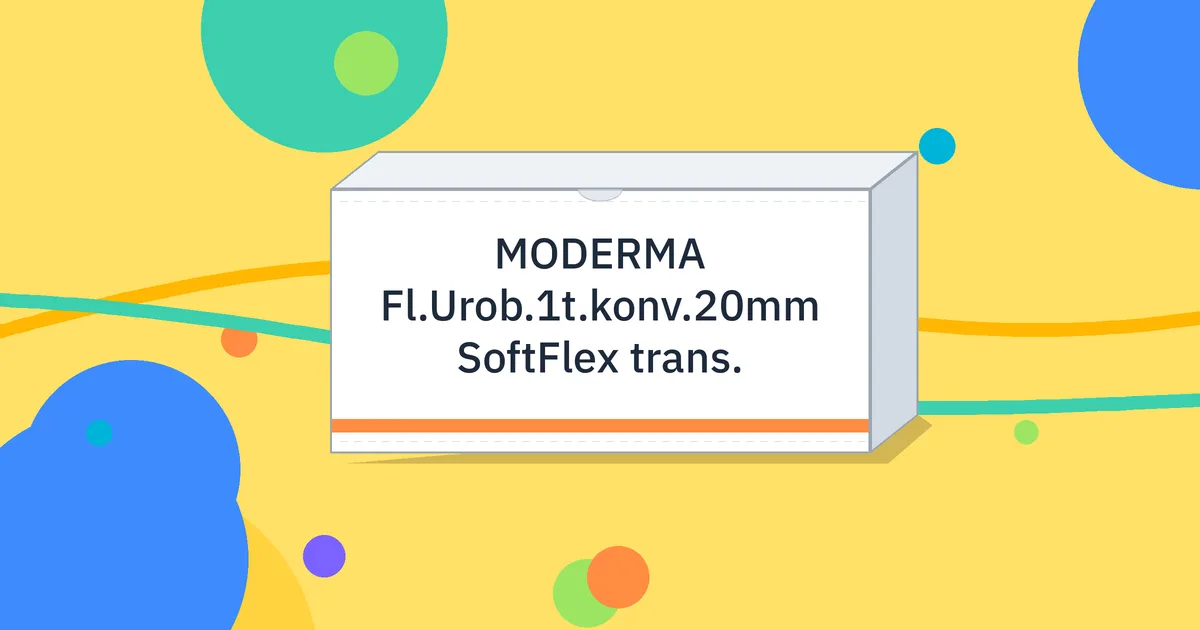 Symbolbild: Packung mit der Aufschrift MODERMA Fl.Urob.1t.konv.20mm SoftFlex trans. (PZN 15324286) – Verfügbarkeit und Bezug in Apotheken in Frankfurt am Main