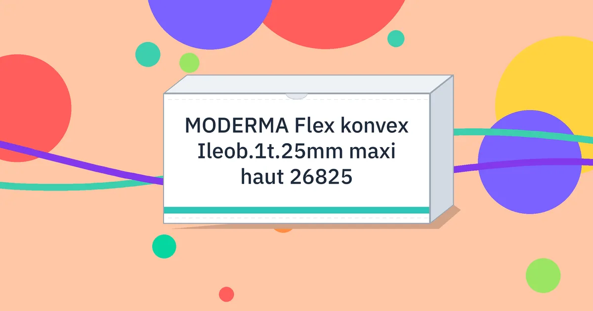 Symbolbild: Packung mit der Aufschrift MODERMA Flex konvex Ileob.1t.25mm maxi haut 26825 (PZN 04194840) – Verfügbarkeit und Bezug in Apotheken in Frankfurt am Main