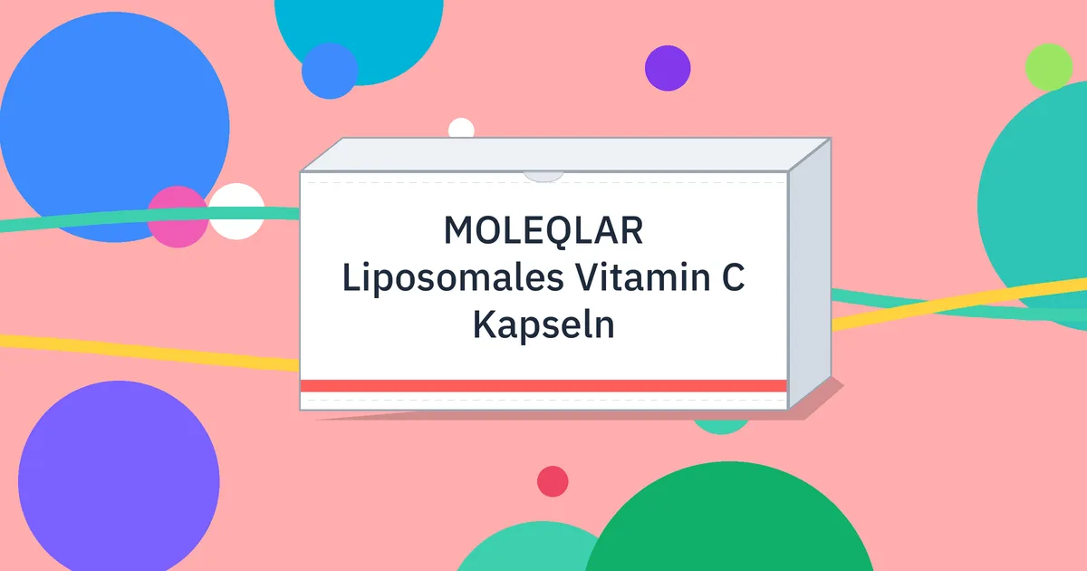 Symbolbild: Packung mit der Aufschrift MOLEQLAR Liposomales Vitamin C Kapseln (PZN 20584428) – Verfügbarkeit und Bezug in Apotheken in Frankfurt am Main