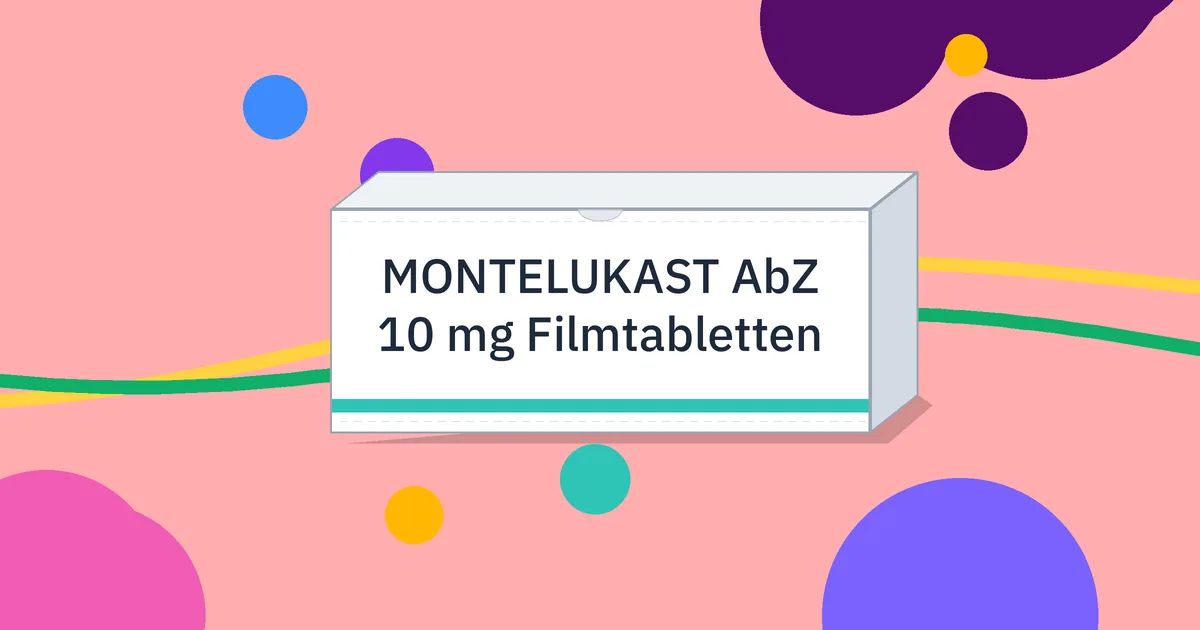 Symbolbild: Packung mit der Aufschrift MONTELUKAST AbZ 10 mg Filmtabletten (PZN 09434616) – Verfügbarkeit und Bezug in Apotheken in Frankfurt am Main