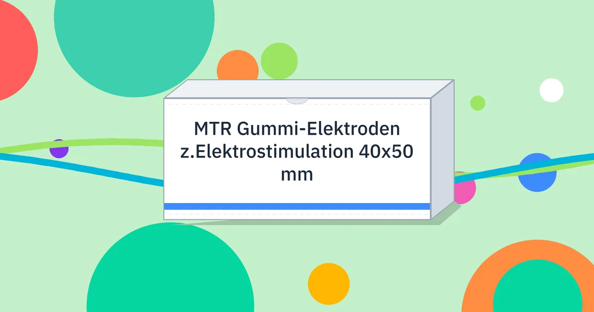 Symbolbild: Packung mit der Aufschrift MTR Gummi-Elektroden z.Elektrostimulation 40x50 mm (PZN 11383814) – Verfügbarkeit und Bezug in Apotheken in Frankfurt am Main