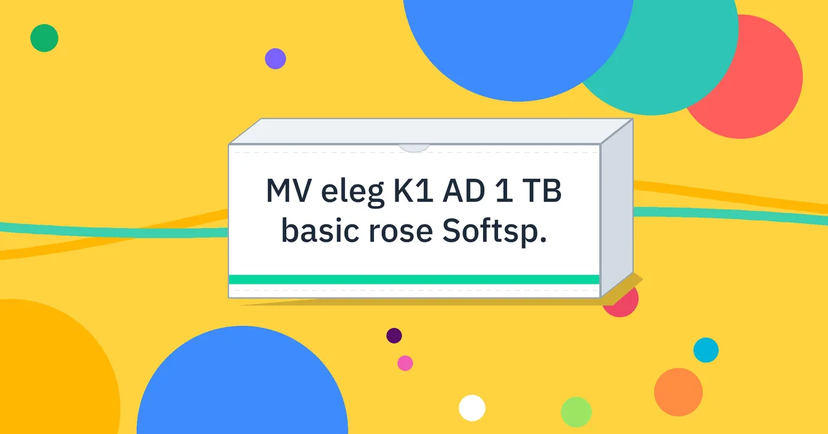 Symbolbild: Packung mit der Aufschrift MV eleg K1 AD 1 TB basic rose Softsp. (PZN 14686484) – Verfügbarkeit und Bezug in Apotheken in Frankfurt am Main