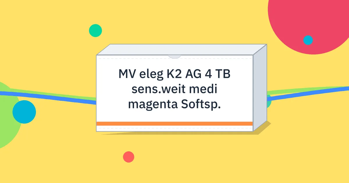 Symbolbild: Packung mit der Aufschrift MV eleg K2 AG 4 TB sens.weit medi magenta Softsp. (PZN 14641576) – Verfügbarkeit und Bezug in Apotheken in Frankfurt am Main