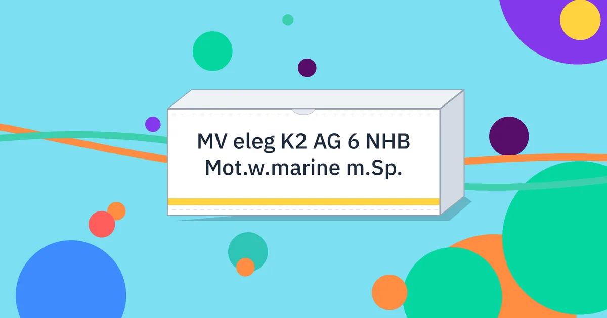 Symbolbild: Packung mit der Aufschrift MV eleg K2 AG 6 NHB Mot.w.marine m.Sp. (PZN 15727624) – Verfügbarkeit und Bezug in Apotheken in Frankfurt am Main