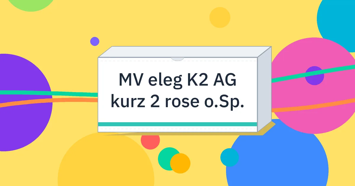Symbolbild: Packung mit der Aufschrift MV eleg K2 AG kurz 2 rose o.Sp. (PZN 14697861) – Verfügbarkeit und Bezug in Apotheken in Frankfurt am Main