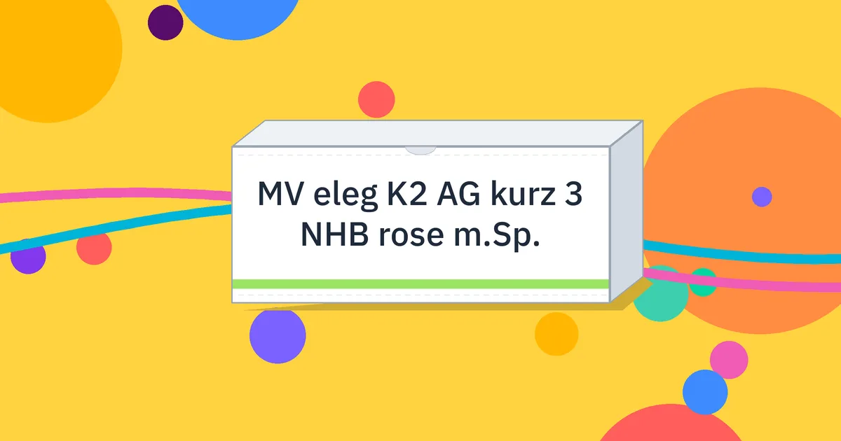 Symbolbild: Packung mit der Aufschrift MV eleg K2 AG kurz 3 NHB rose m.Sp. (PZN 15716106) – Verfügbarkeit und Bezug in Apotheken in Frankfurt am Main