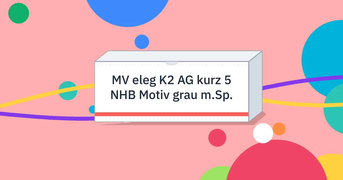 Symbolbild: Packung mit der Aufschrift MV eleg K2 AG kurz 5 NHB Motiv grau m.Sp. (PZN 18926488) – Verfügbarkeit und Bezug in Apotheken in Frankfurt am Main