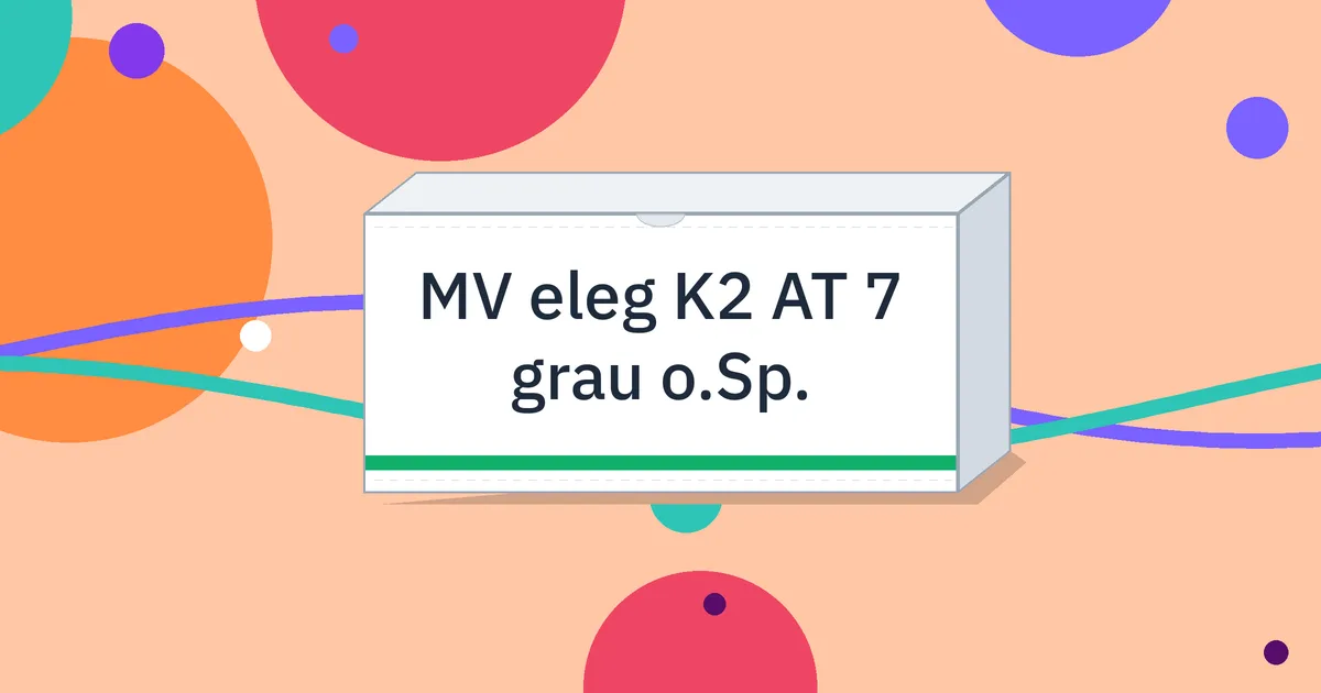Symbolbild: Packung mit der Aufschrift MV eleg K2 AT 7 grau o.Sp. (PZN 18922674) – Verfügbarkeit und Bezug in Apotheken in Frankfurt am Main