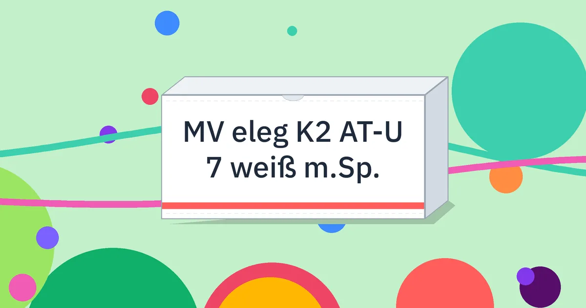 Symbolbild: Packung mit der Aufschrift MV eleg K2 AT-U 7 weiß m.Sp. (PZN 00314477) – Verfügbarkeit und Bezug in Apotheken in Frankfurt am Main