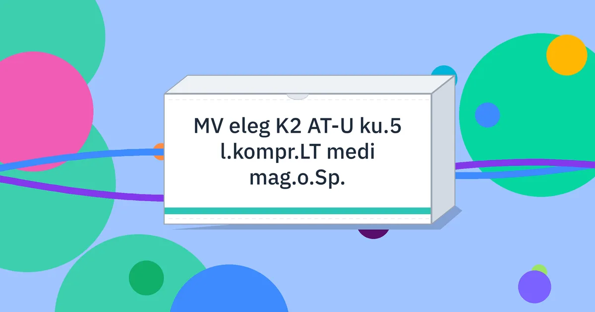 Symbolbild: Packung mit der Aufschrift MV eleg K2 AT-U ku.5 l.kompr.LT medi mag.o.Sp. (PZN 14627240) – Verfügbarkeit und Bezug in Apotheken in Frankfurt am Main