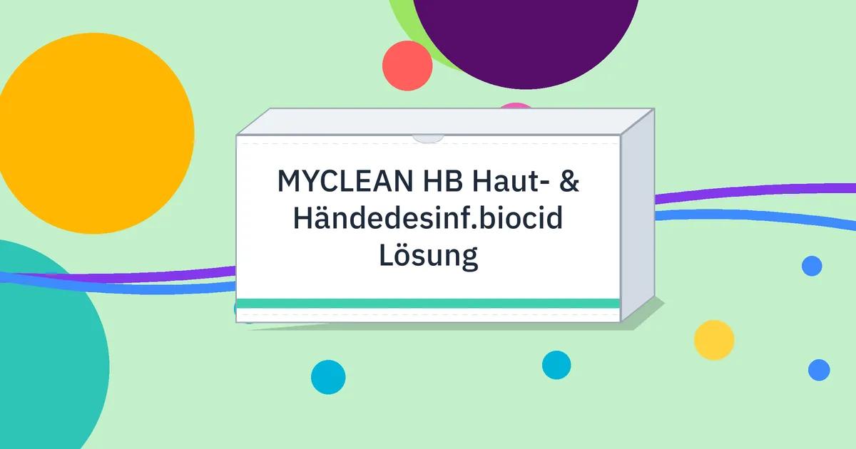 Symbolbild: Packung mit der Aufschrift MYCLEAN HB Haut- & Händedesinf.biocid Lösung (PZN 20631872) – Verfügbarkeit und Bezug in Apotheken in Frankfurt am Main