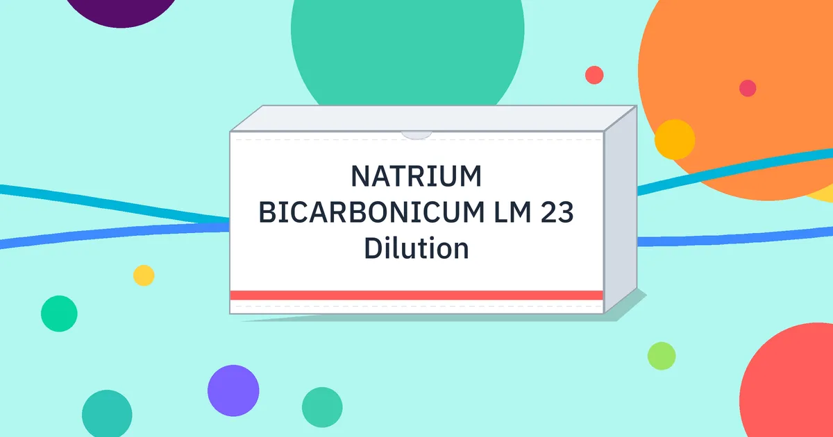 Symbolbild: Packung mit der Aufschrift NATRIUM BICARBONICUM LM 23 Dilution (PZN 12960403) – Verfügbarkeit und Bezug in Apotheken in Frankfurt am Main