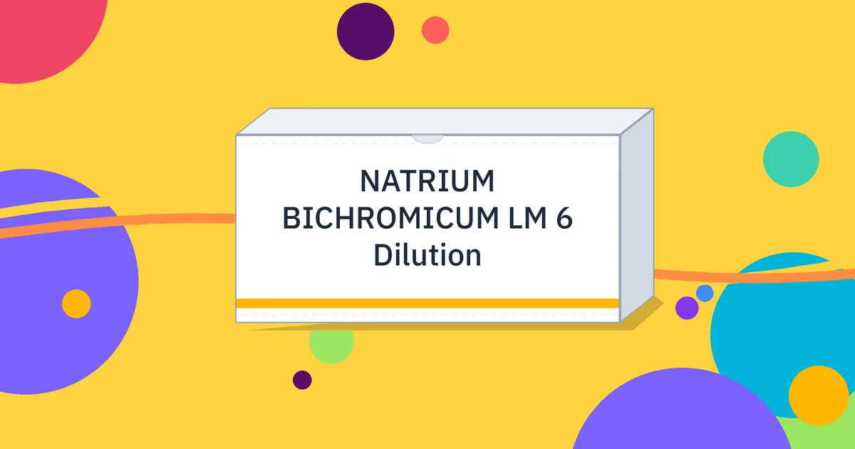 Symbolbild: Packung mit der Aufschrift NATRIUM BICHROMICUM LM 6 Dilution (PZN 12960685) – Verfügbarkeit und Bezug in Apotheken in Frankfurt am Main