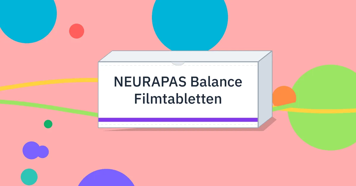 Symbolbild: Packung mit der Aufschrift NEURAPAS Balance Filmtabletten (PZN 01498143) – Verfügbarkeit und Bezug in Apotheken in Frankfurt am Main